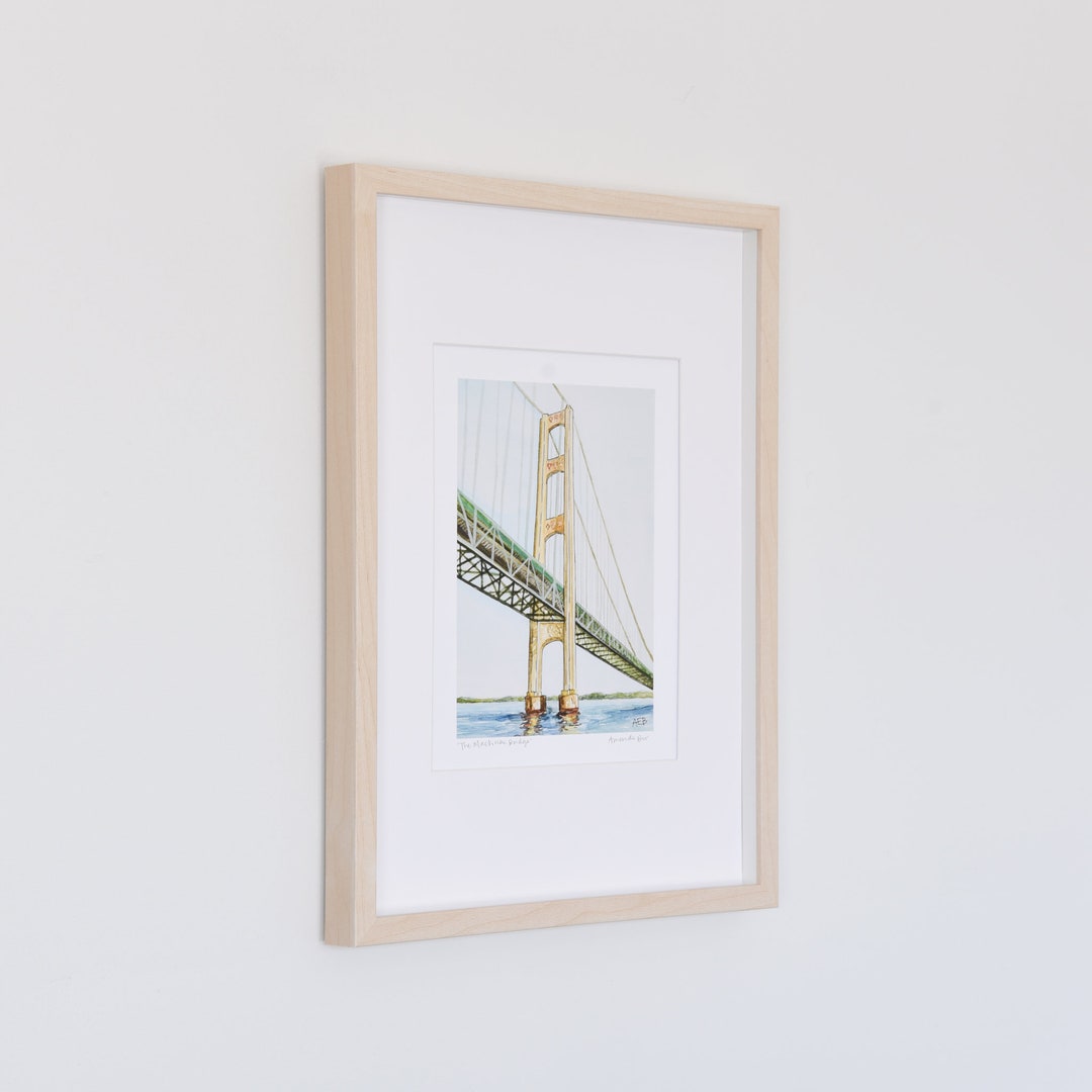 8x10 Mackinac Bridge Watercolor Fine Art Print | Amanda Bur Art - Etsy