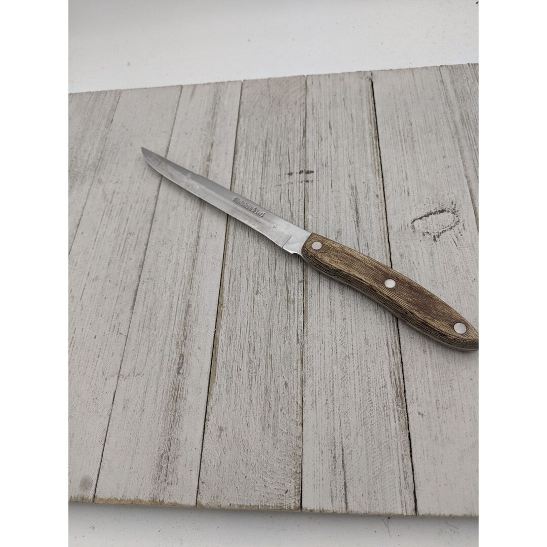 Vintage Interpur Utility Knife 9" Blade Wood 10" Total Stainless Steel ...