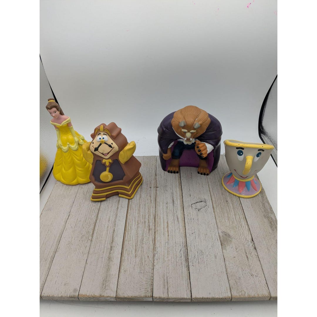 Beauty & the Beast Hand Puppet Disney Belle Beast Cogsworth Chip Rubber ...