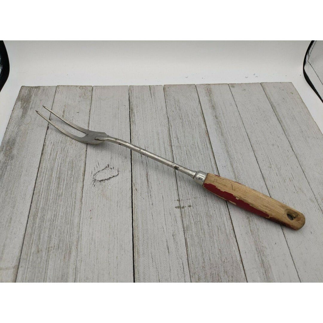 Vintage Ekco A&J #2 Meat Turning Fork 12 3/4" Wood Handle Stainless ...