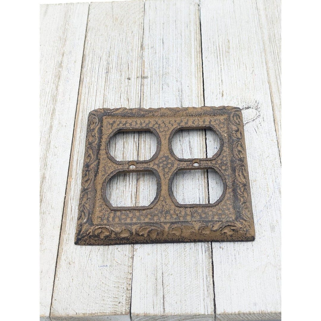 Cast Iron Rustic Farmhouse Style Plate Double Outlet BROWN - Etsy