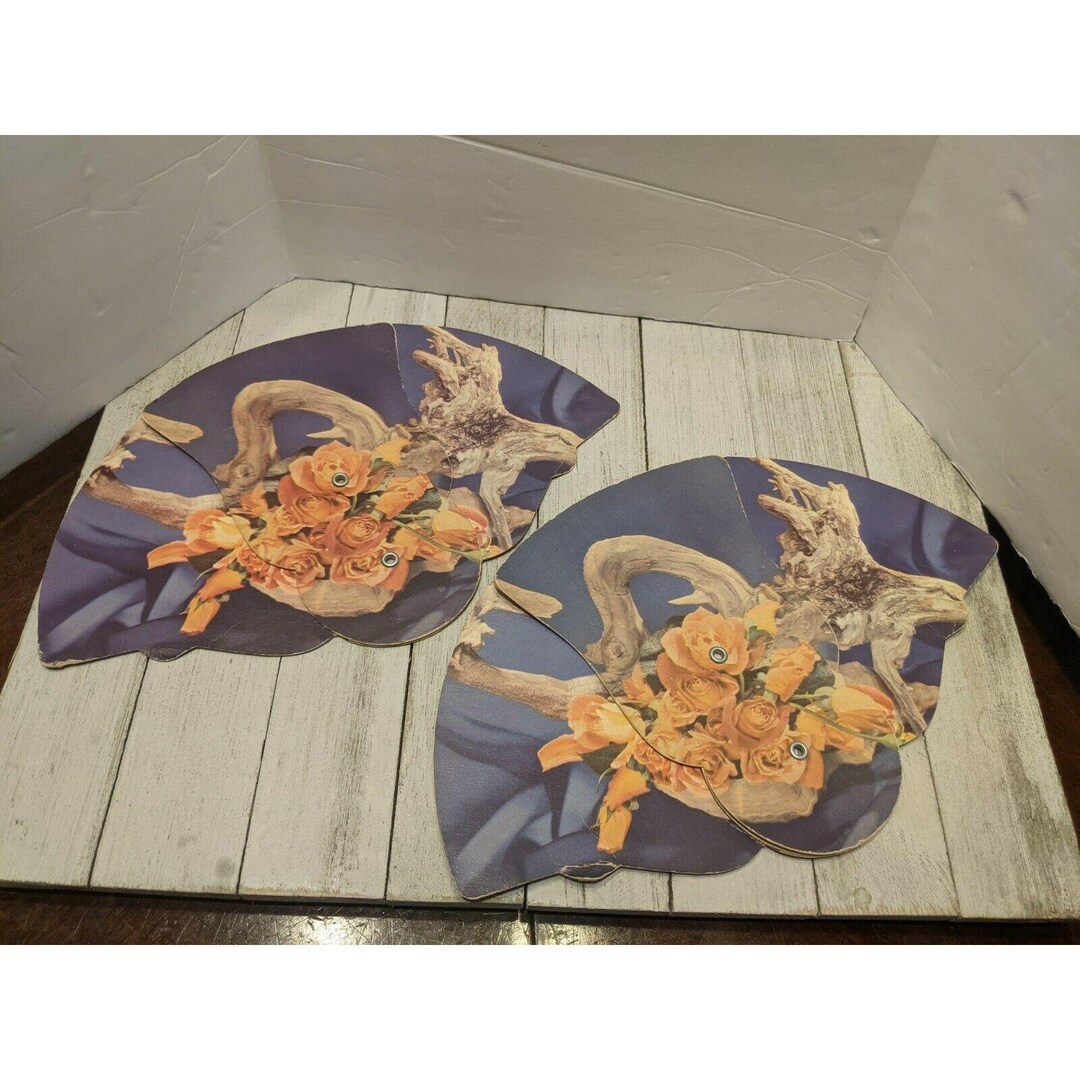 Vintage Tri-fold Cardboard Hand Fans Flowers - Etsy