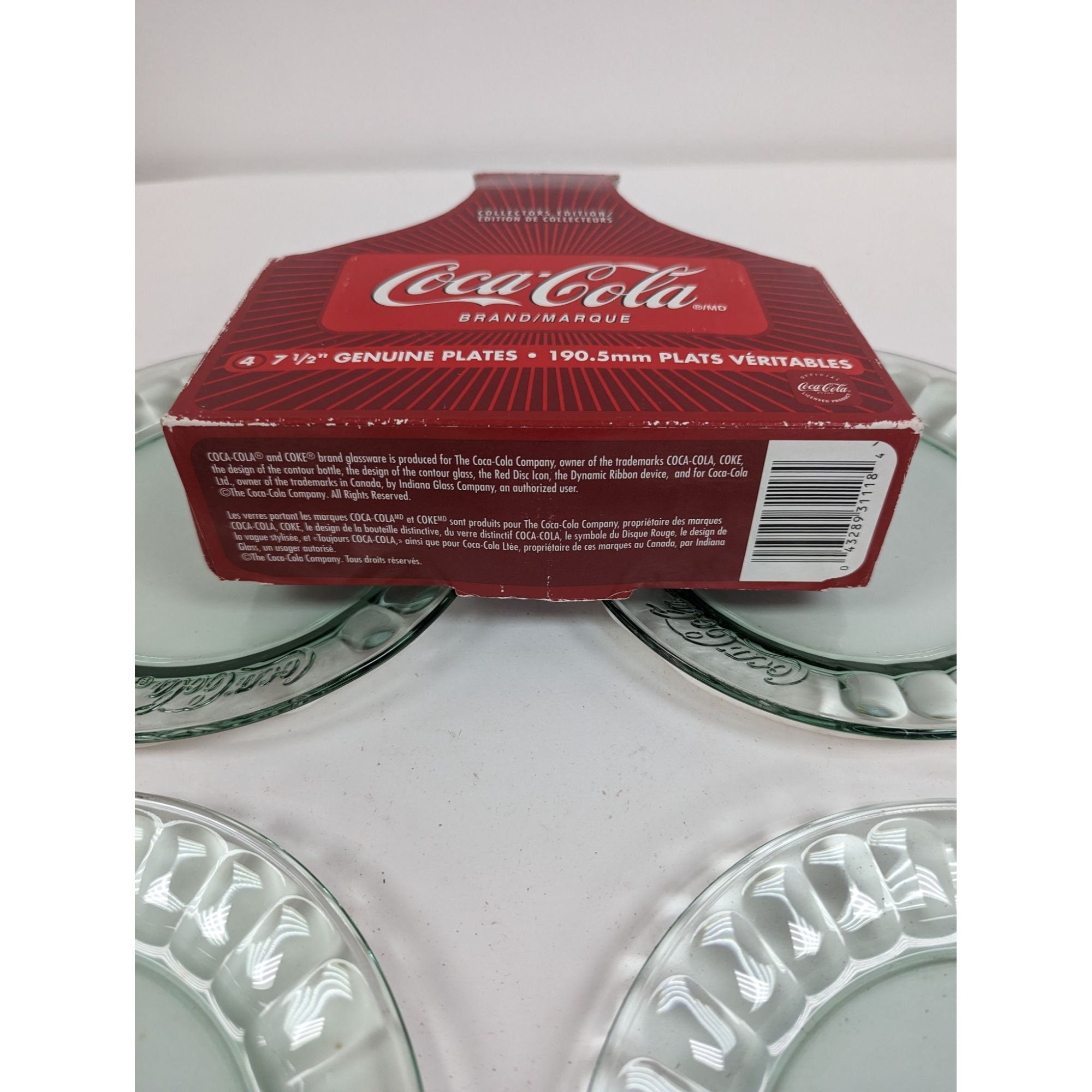 Vintage Coca Cola Embossed Clear Glass Salad Plate 7 1/2 Set 4 Coke ...
