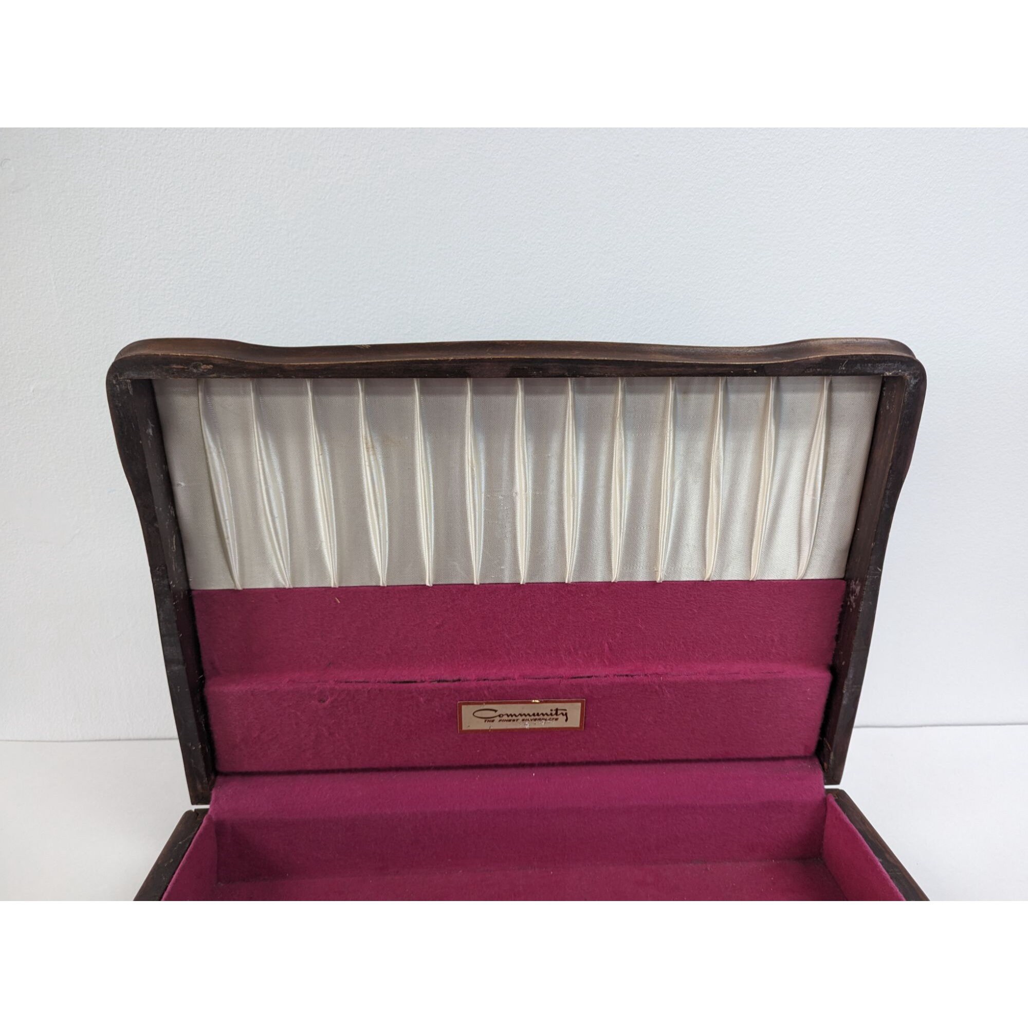 Vintage Wooden Silverware Flatware Chest Box Brown W Red Felt - Etsy