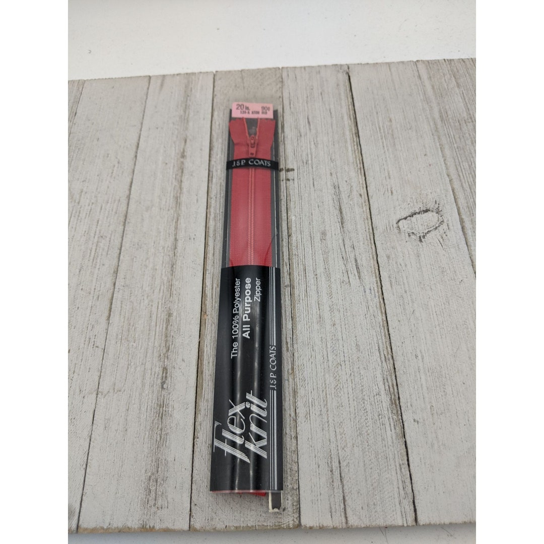 Vintage J&P Coats Flex Knit Zipper 20" Atom Red 128-A - Etsy