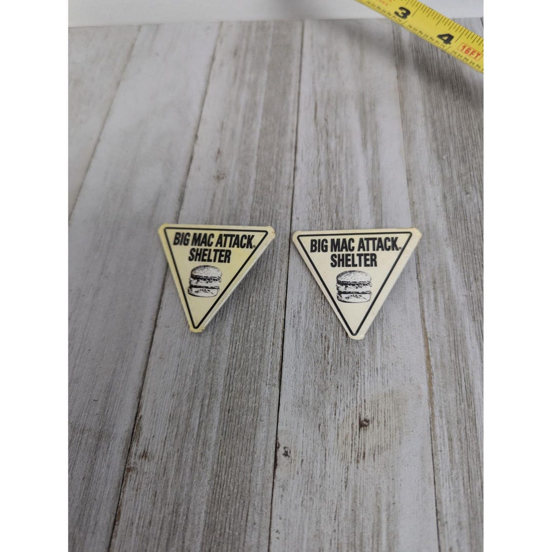 Vintage Big Mac Attack Shelter Triangle Pins Set Pinback Set of 2 - Etsy