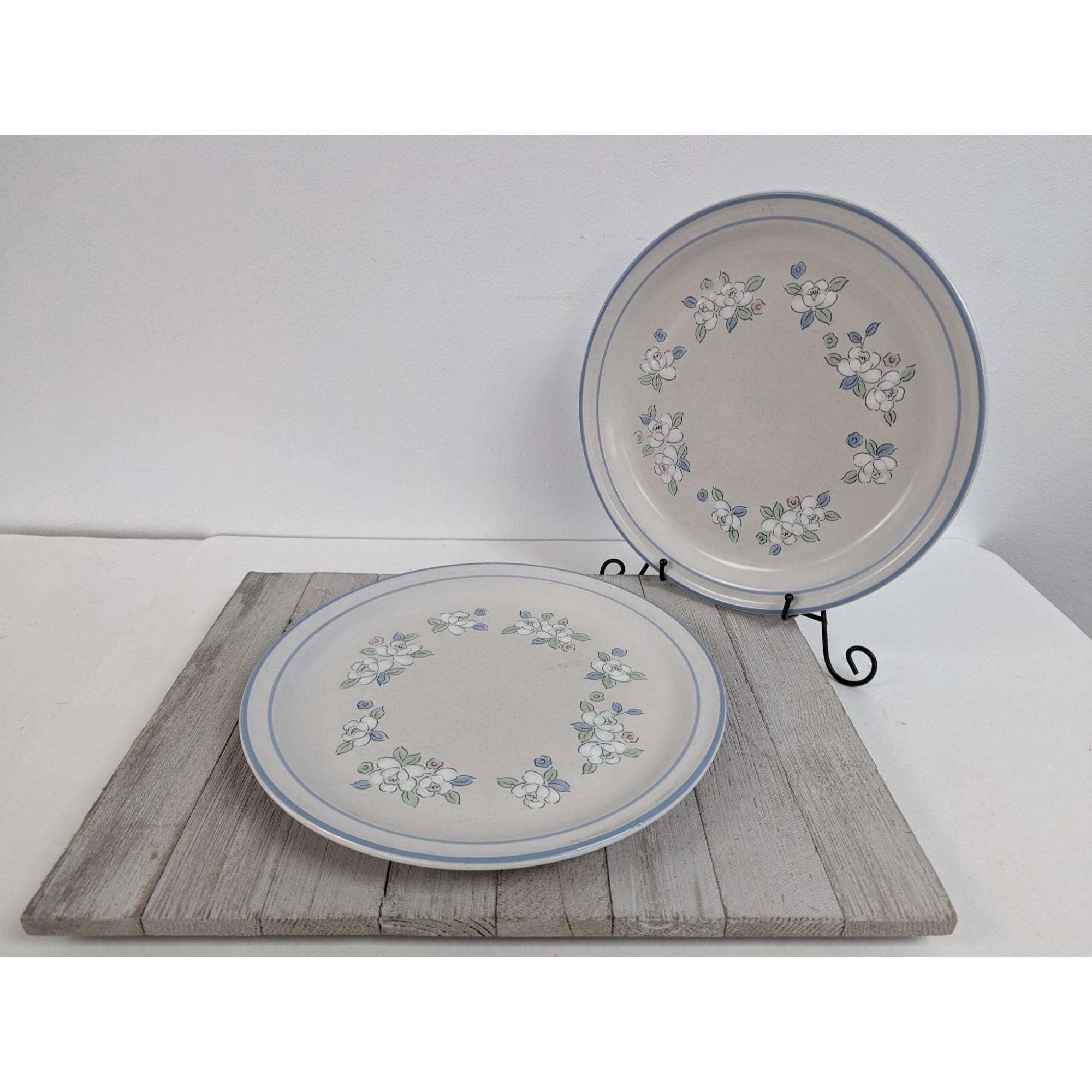 Set of 2 CHANTILLY Stoneware by Hearthside107 3/4 Dinner Plates Fleur ...