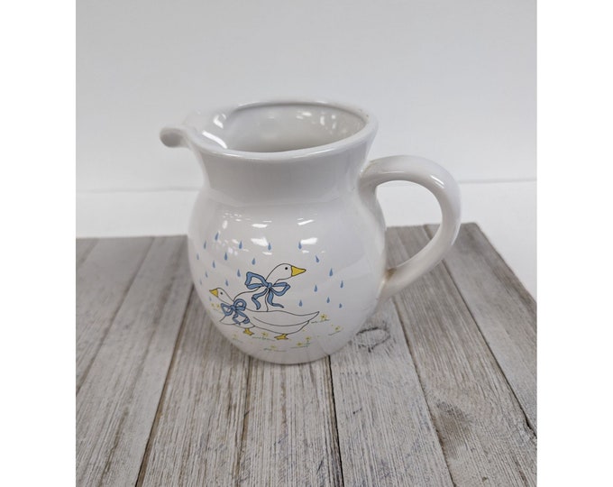 Duck Geese Ceramic Dinnerware Country Pitcher Vintage 5 1/2" White Blue ...