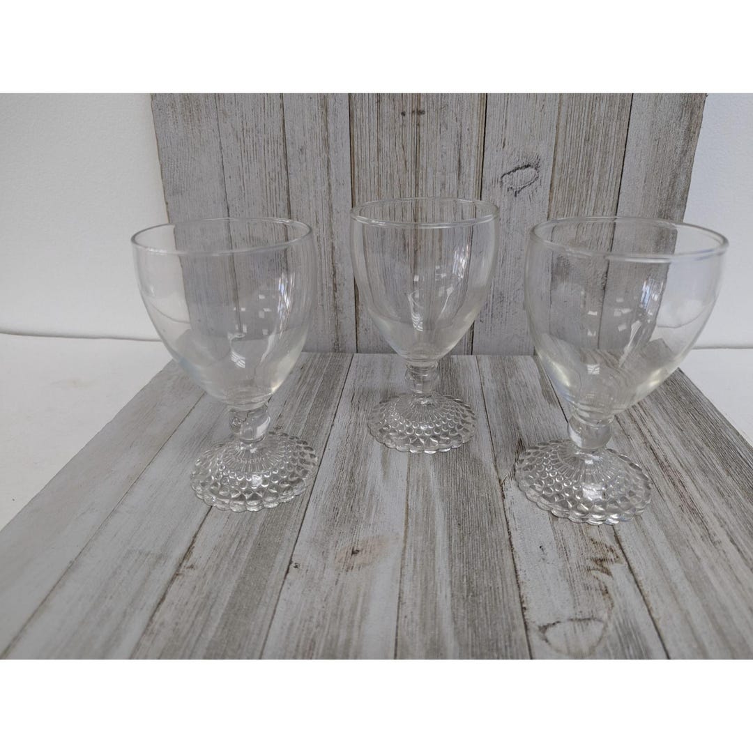 Anchor Hocking Bubble Foot Water Wine Goblet Glasses 5 1/2" Stemmed Set ...