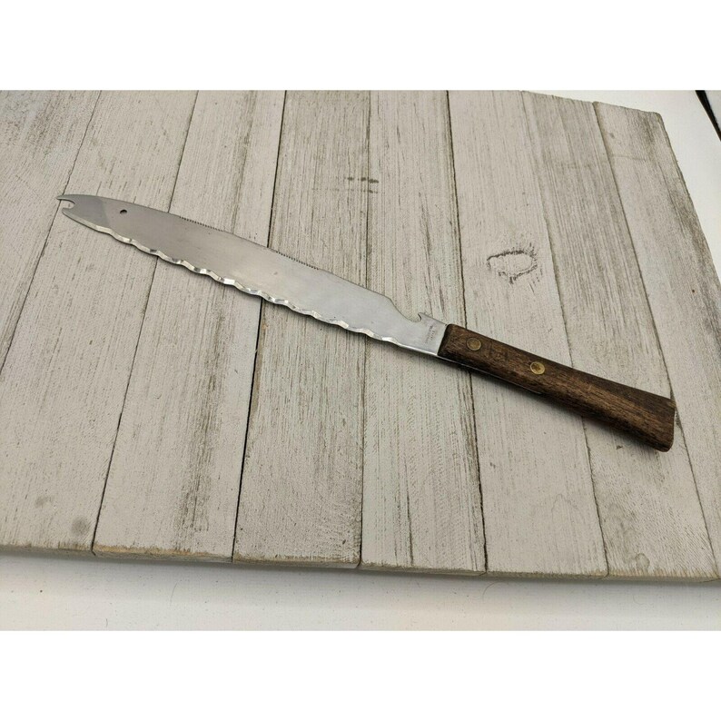 Vegetable Utility All Purpose Carving Slicing Knife Serrated 2 Prongs ...