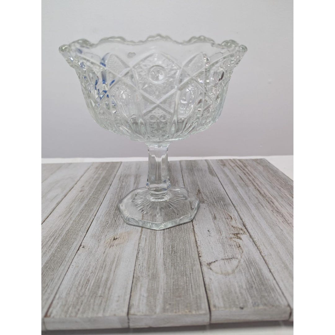 Mckee Quintec Glass Compote Bowl Pedestal Clear Early American 6 1/4 ...