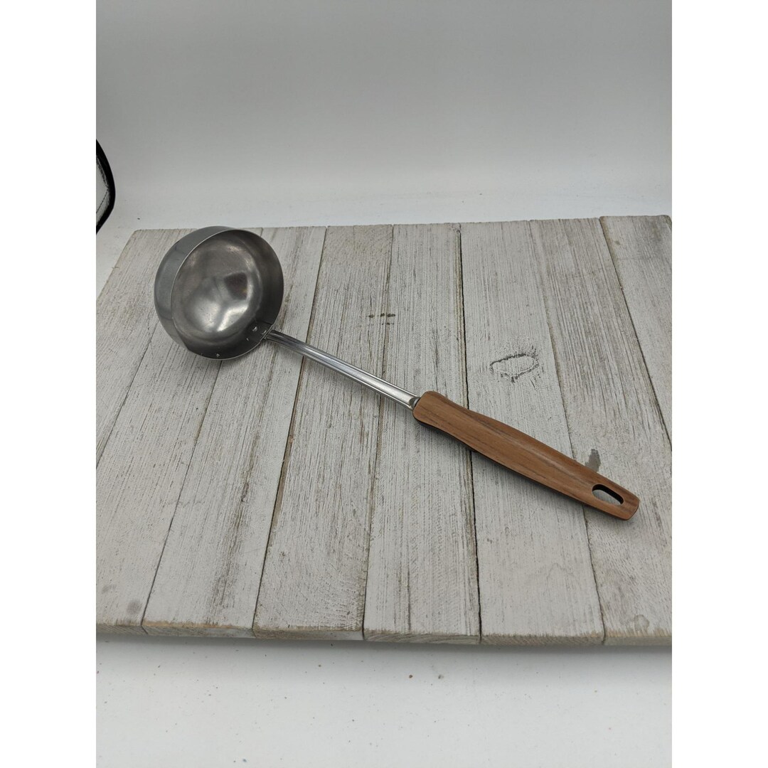 Ekco Kitchen Ladle Stainless Steel Wood Grain Handle 11" Vintage - Etsy