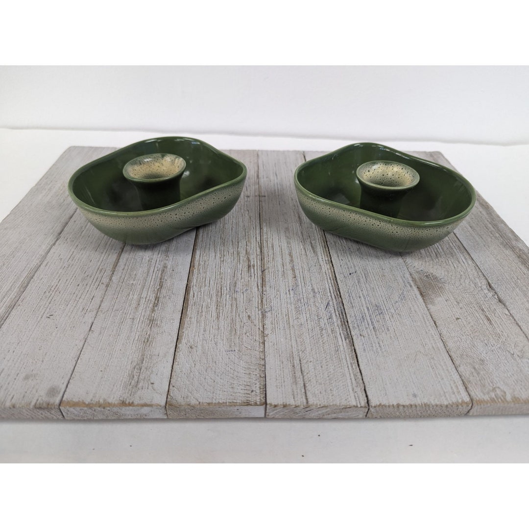 Tamac Pottery Frosty Pine Perry Okla Set 2 Candle Holdersvintage 5 by 1 ...
