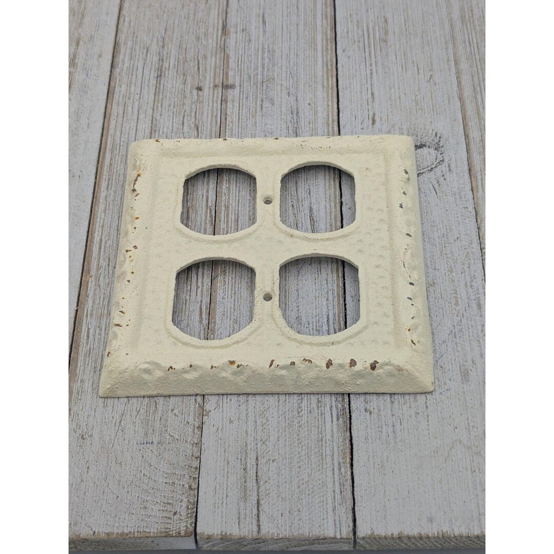 Cast Iron Rustic Farmhouse Style Plate Double Outlet WHITE - Etsy