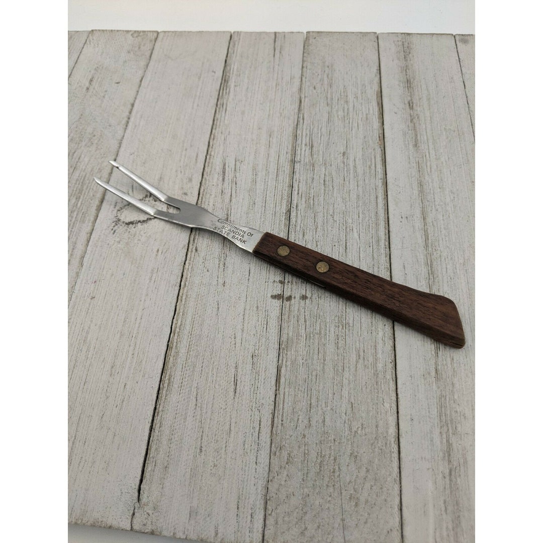 2 Prong Tine Meat Serving Fork Wood 7 1/2 Stainless - Etsy