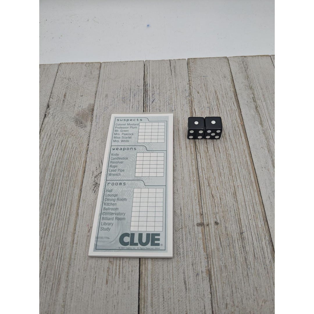 Clue Board Game Replacement Parts Detective Notes 2002 Plus Dice - Etsy