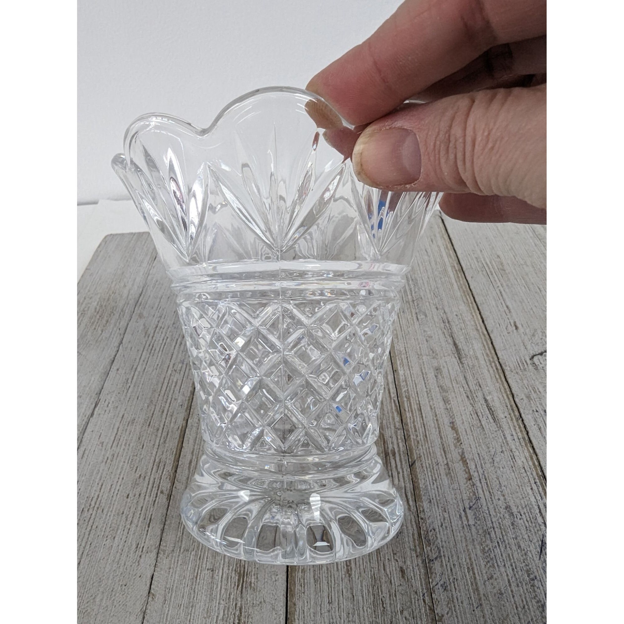 Vintage Crystal Vase Cut Glass Pineapple Fan 5" Tall Teleflora Clear - Etsy