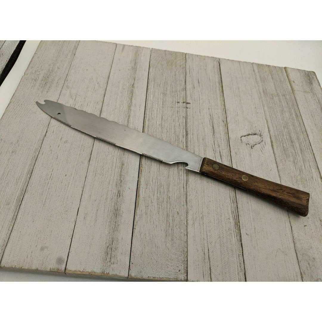 Vegetable Utility All Purpose Carving Slicing Knife Serrated 2 Prongs ...