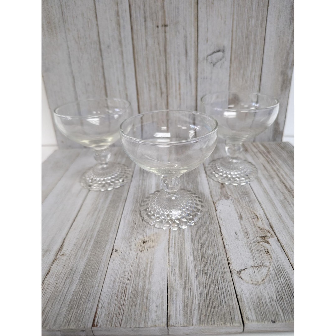 Anchor Hocking Bubble Foot Champagne Glasses 4" Stemmed Set of 3 - Etsy