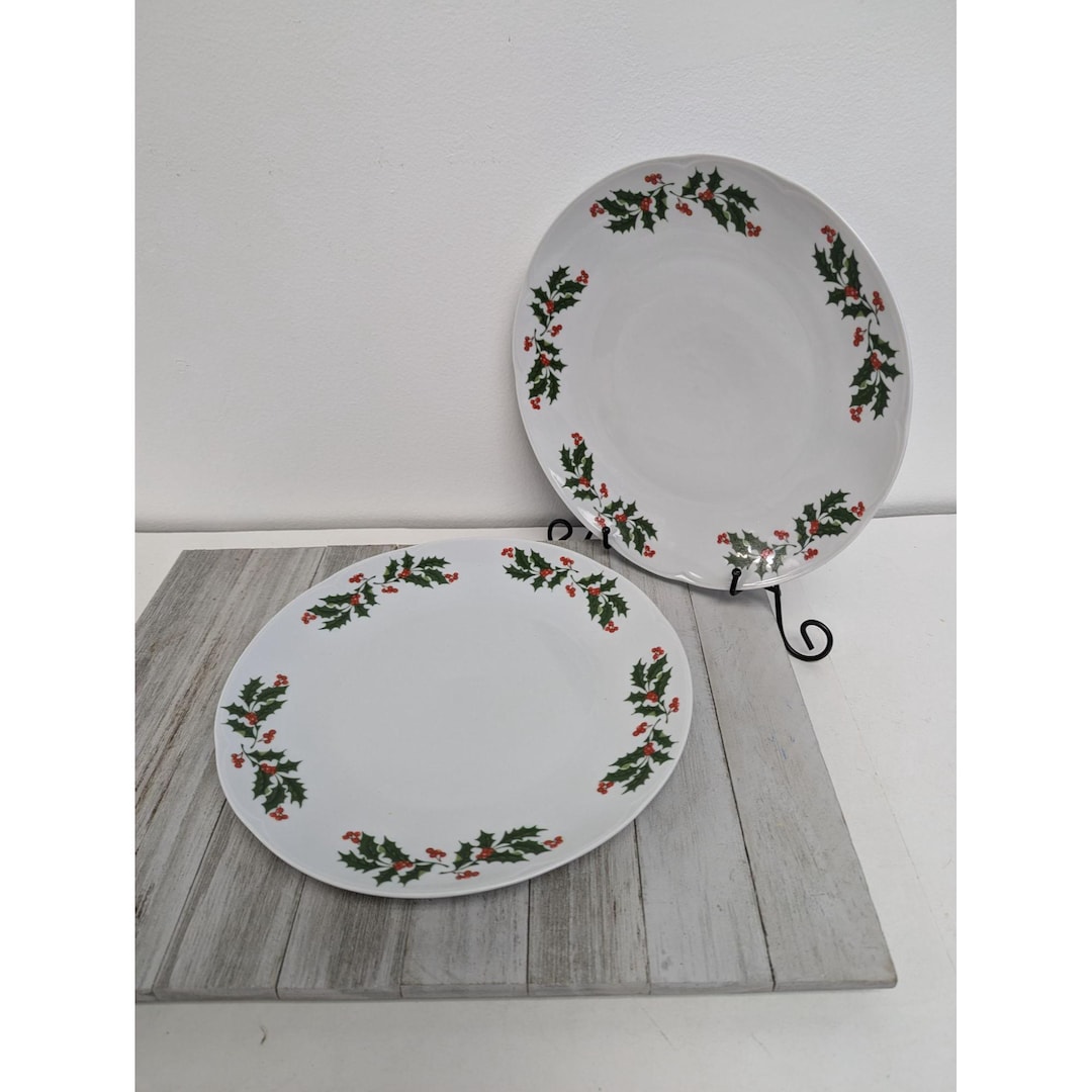 Apulum Romania Holly & Berries Dinner Plates Set of 2 - Etsy