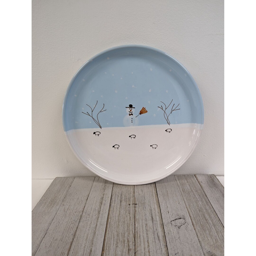 Grottaglie Ceramic Pottery Dinnerware Snowman Serving Platter Vintage ...