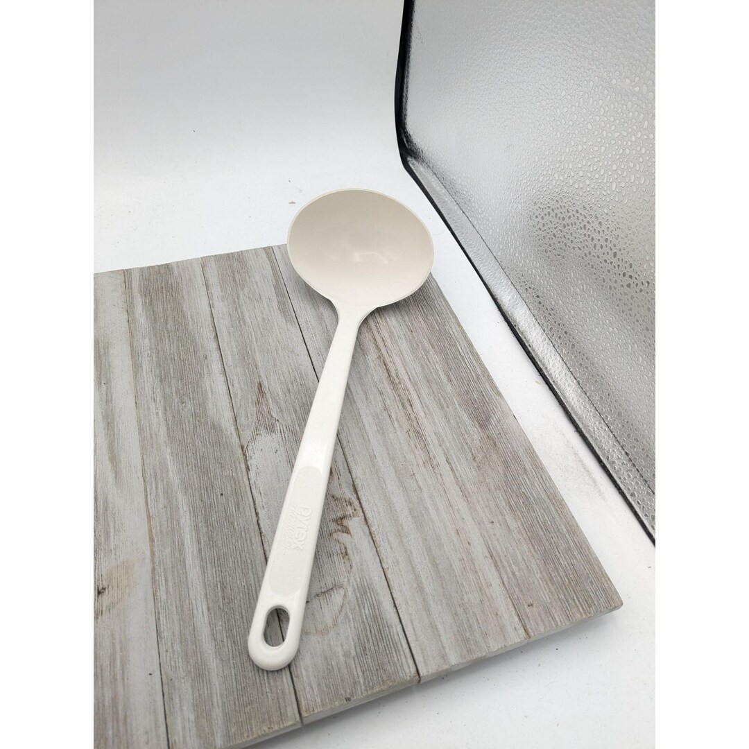 Pyrex White Plastic Cooking Spoon Ladle With Hanging Hole for Kitchen ...