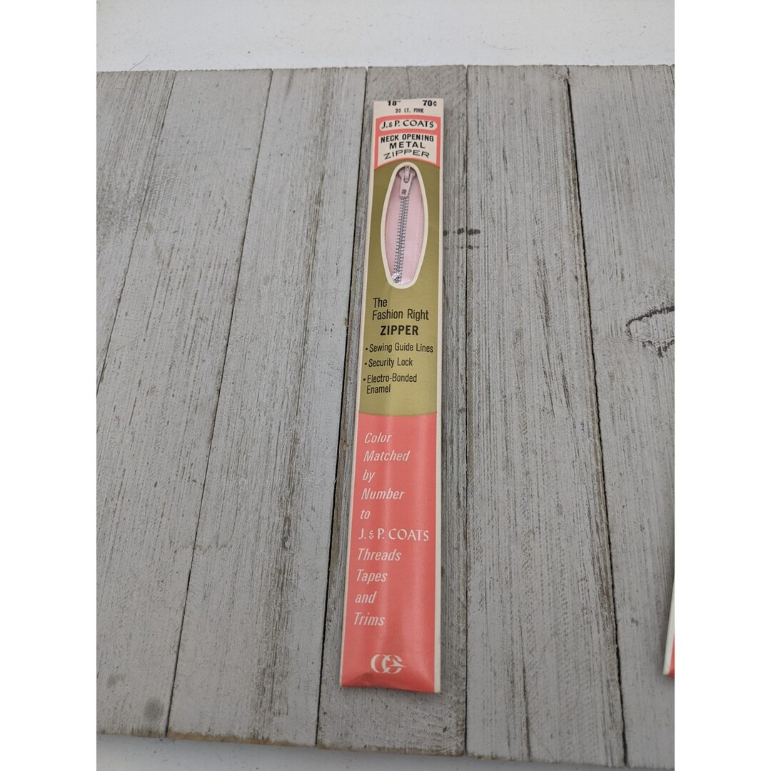 Vintage J&P Coats Neck Opening Metal Zipper 18 Light LT Pink 30 - Etsy