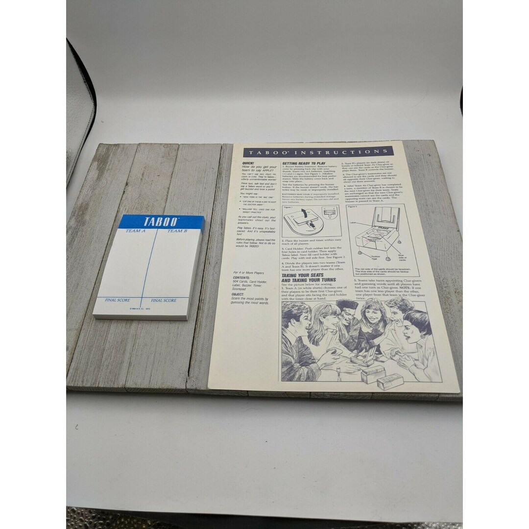 Taboo Game Unspeakable Fun Replacement Instructions Sheet Score Pad MB ...