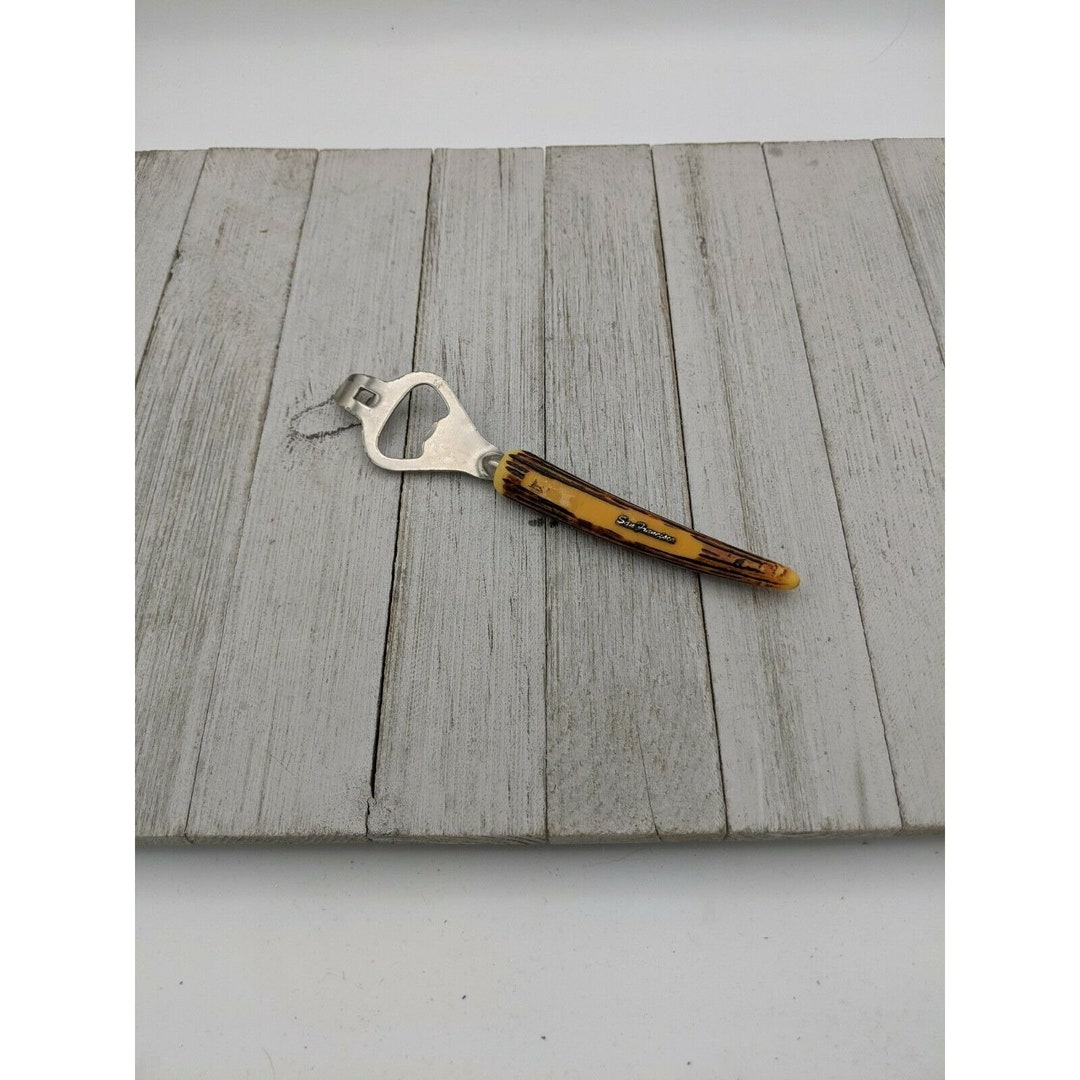 Vintage Can Tapper Bottle Jar Opener Lid Lift Church Key Faux Antler ...