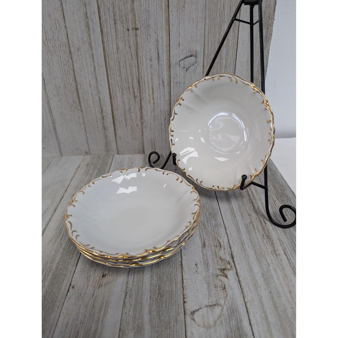 Vintage BOHEMIAN Fine China Set of 4 Dessert Bowls Czechoslovakia BOH53 ...