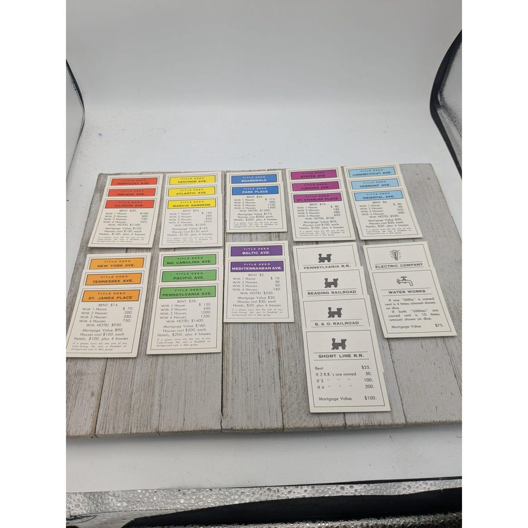 Vintage 1974 Monopoly Anniversary Edition Game Replacement Property ...