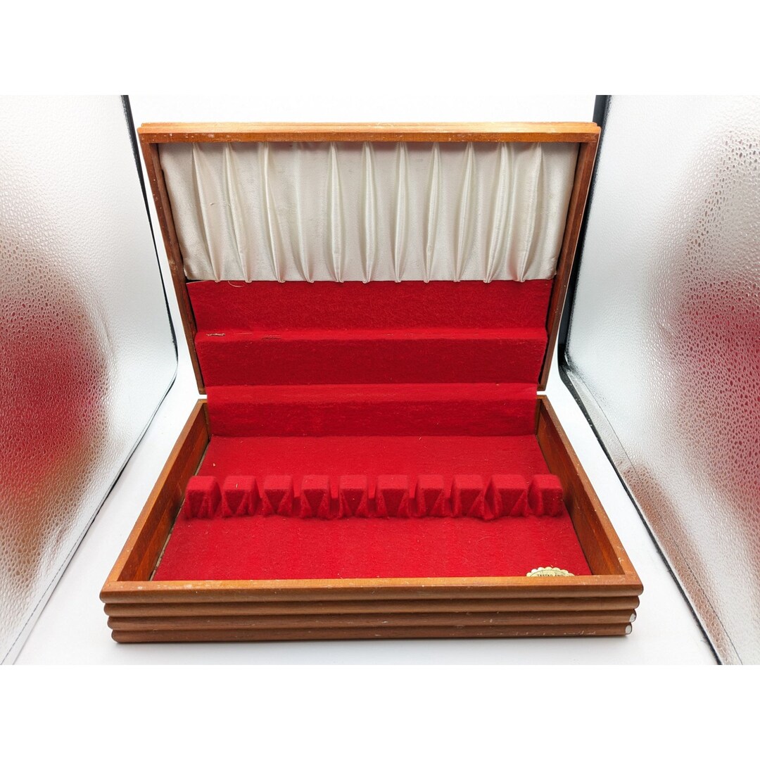 Vintage Silverware Flatware Box Brown W Red Felt 15X11X3 - Etsy