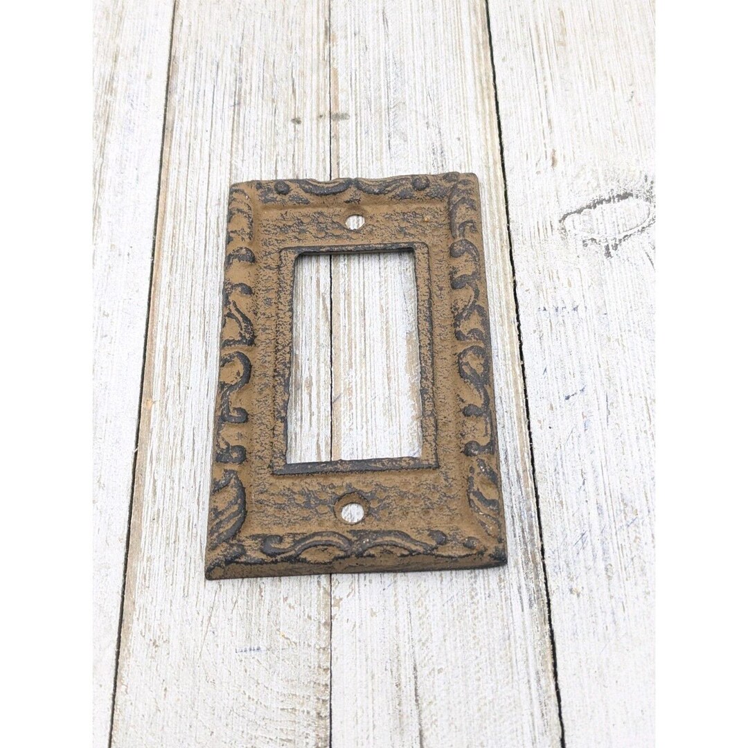 Cast Iron Rustic Farmhouse Style Single Plate Outlet Cover GFCI Rocker ...