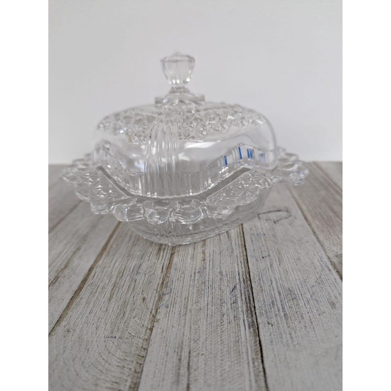 Butter Glass Compote Covered Candy Dish Daisy Button EAPG Bryce Bros ...