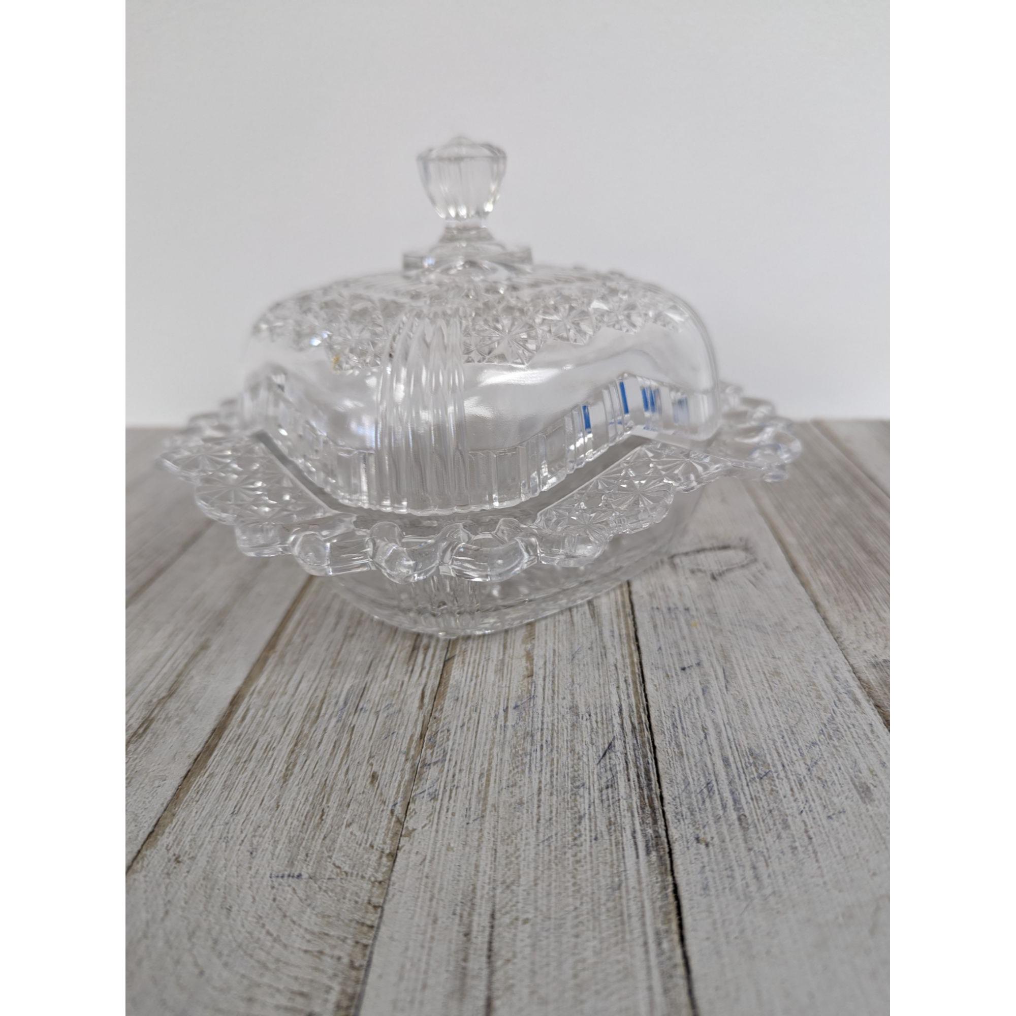 Butter Glass Compote Covered Candy Dish Daisy Button EAPG Bryce Bros ...