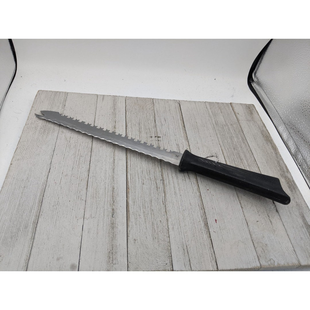 Vintage F&E Stainless Steel Frozen Knife 9 1/2" Brown Handle Slice ...