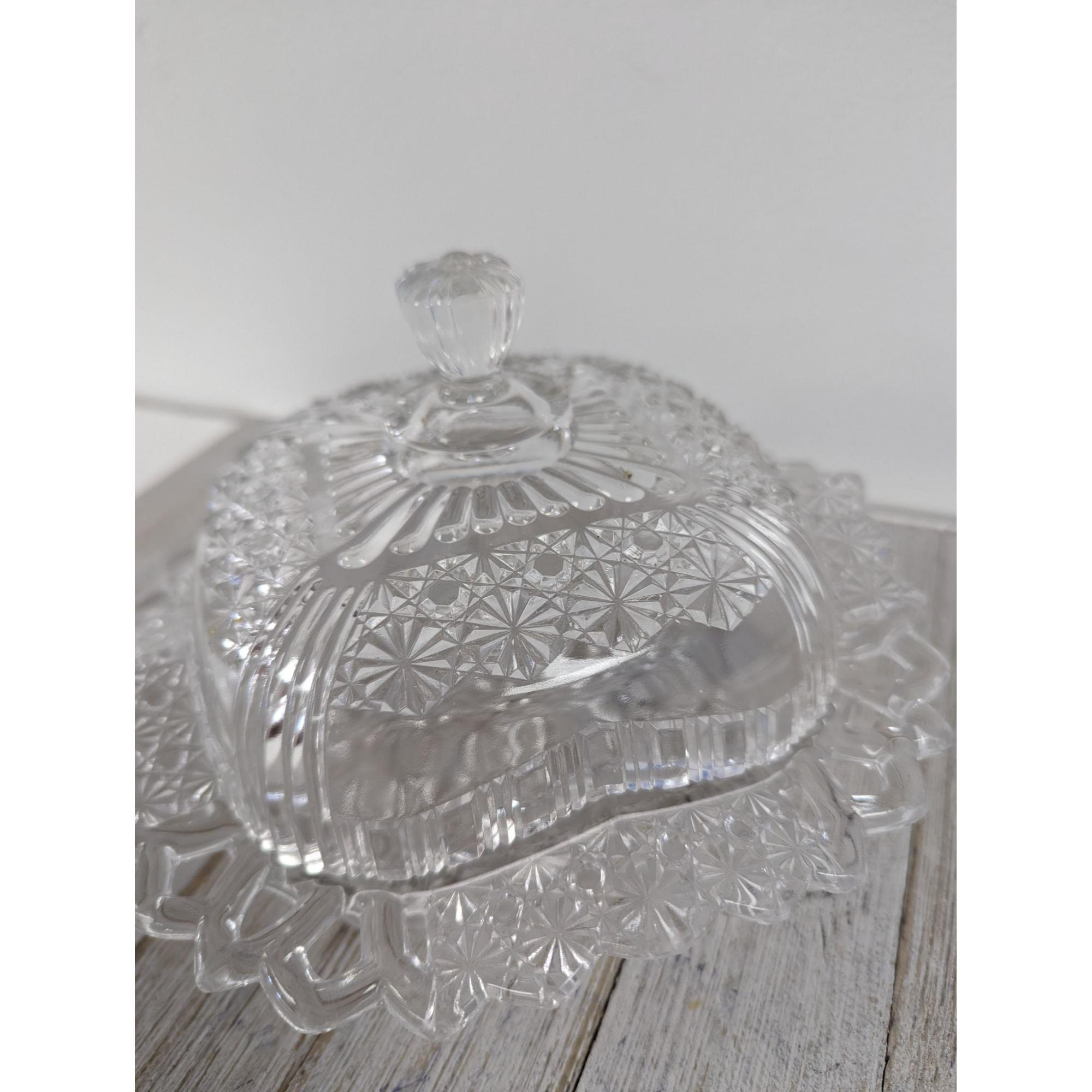 Butter Glass Compote Covered Candy Dish Daisy Button EAPG Bryce Bros ...