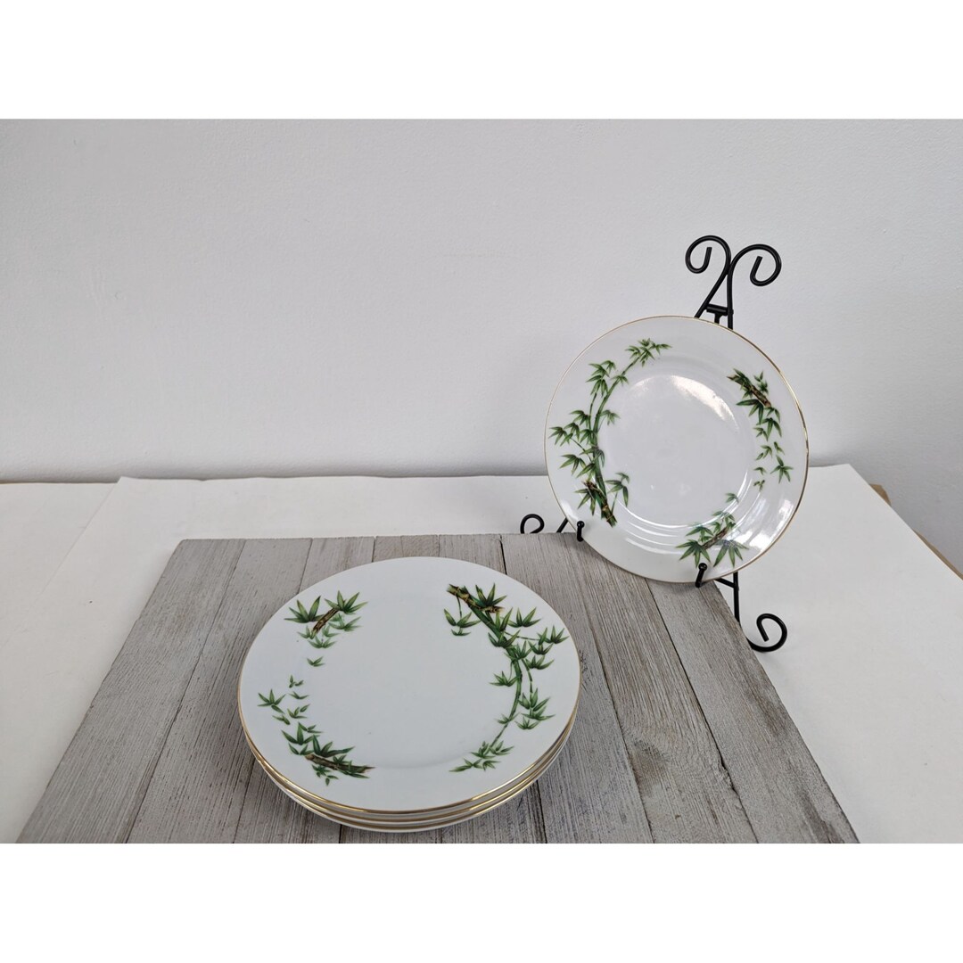 Vintage Hira Tah-kay Bamboo China Set of 4 Salad Luncheon Plates 7 1/2 ...