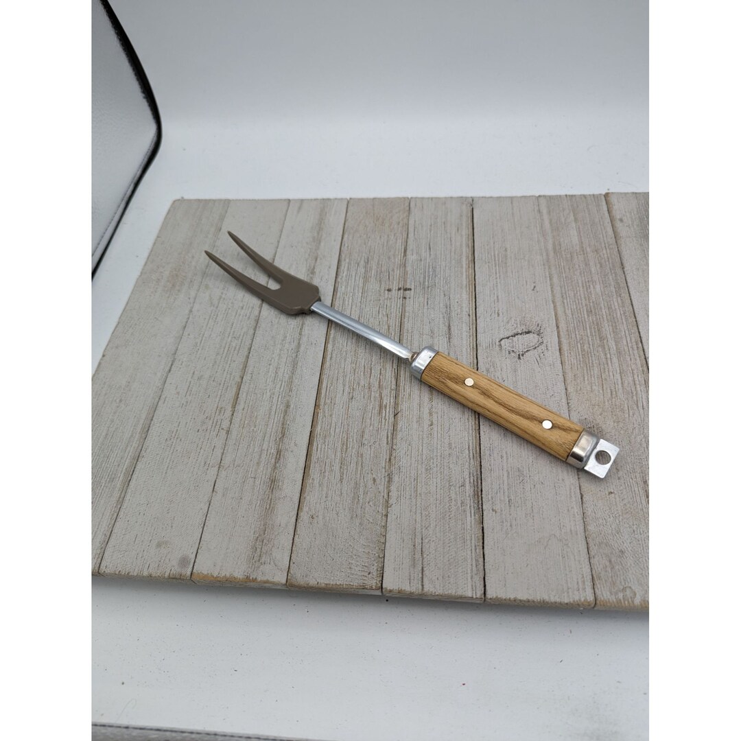 Vintage Bonny 2 Prong Brown Meat Utility Turning Fork 12" Wood Handle ...