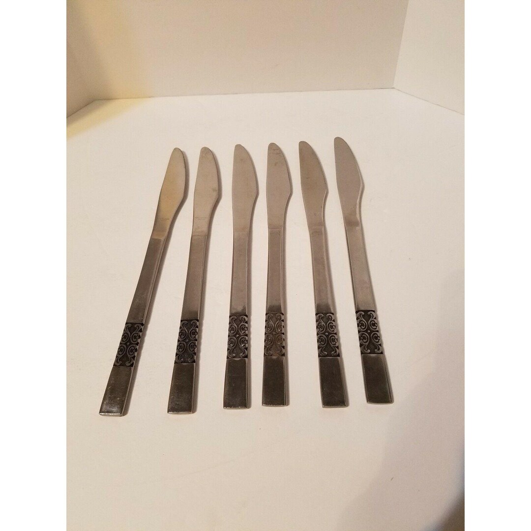 Vintage Set of 6 Satin Swirl Flatware Stainless Steel Japan Dinner ...