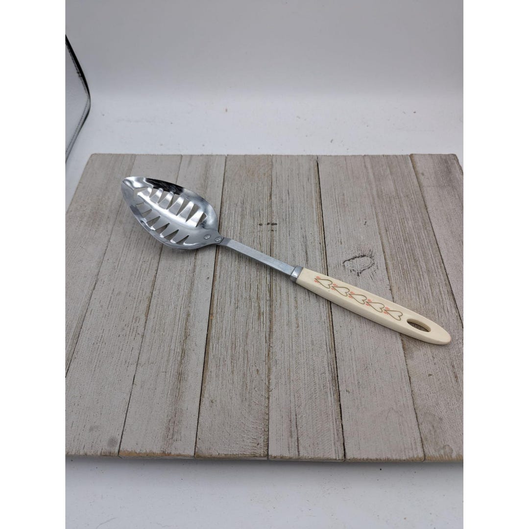 Vintage Androck Heart Handle Stainless Steel Slotted Serving Spoon 12 ...