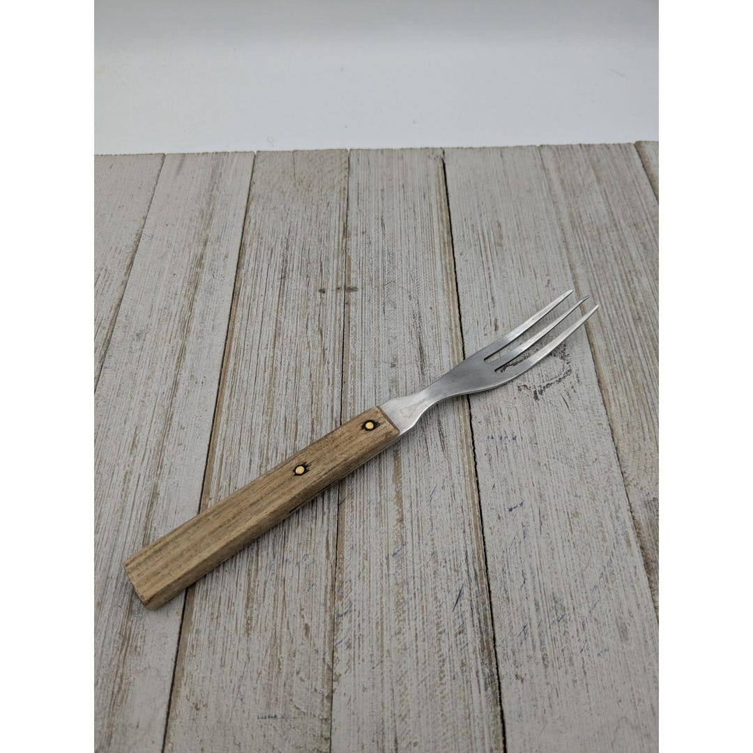 Concra 3 Prong Tine Meat Serving Fork Stainless Steel Japan Granny Wood Handle - Etsy