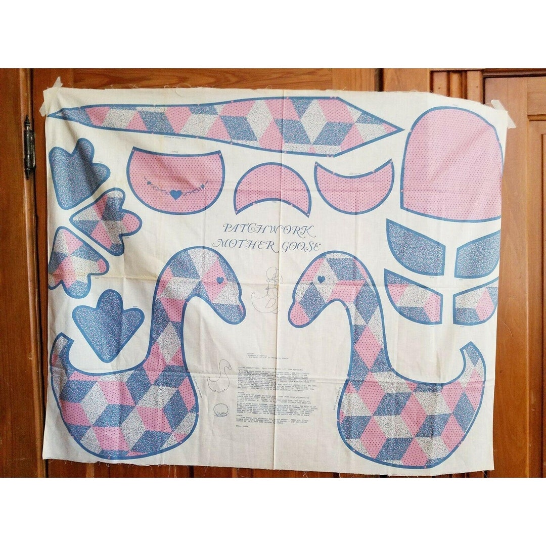 Patchwork Mother Goose Pattern Material Panel #2936 Pink Blue - Etsy