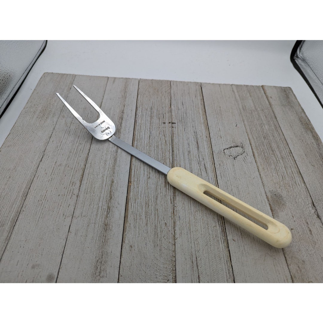 Vintage Bonny 2 Prong Meat Utility Turning Fork 11 3/4 White Handle USA ...