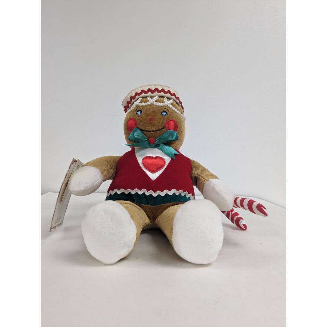 Vintage Commonwealth Candy Cane Gingerbread Man With Tags 1990 Stuffed ...