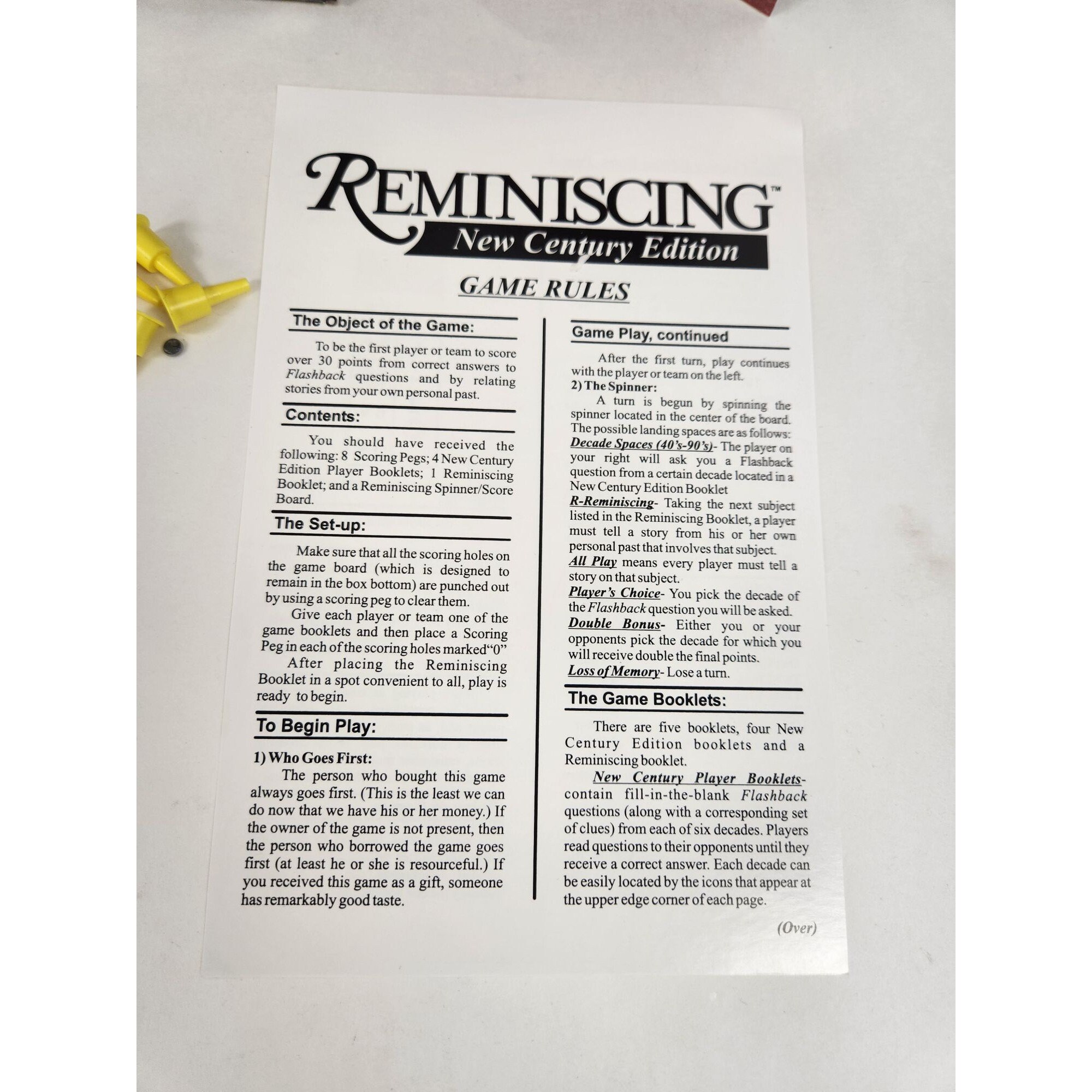 Vintage 1998 Reminiscing Trivia Game Complete - Etsy