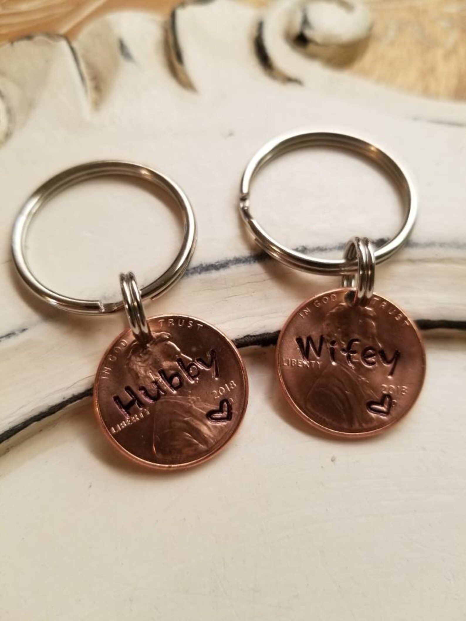 Anniversary Keychain set of 2 Lucky Penny Keychain | Etsy