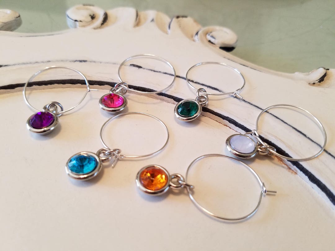 Multiple Colored Jewel Wine Glass Charms, Wine Glass Charms, Jeweled ...