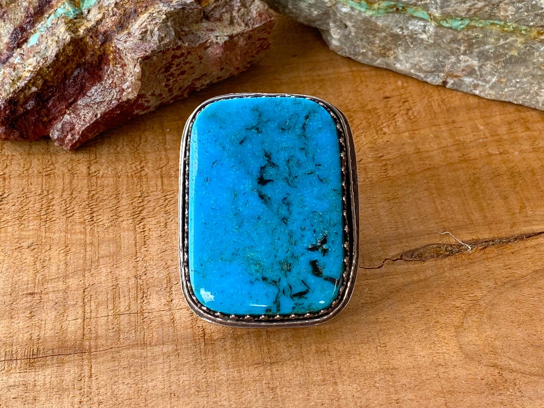 Kingman Turquoise Rectangle Ring - Etsy