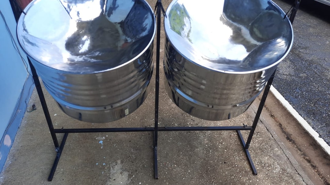 Double Guitar Steel Drum Pro Package With High Gloss Chrome + Stands - Etsy
